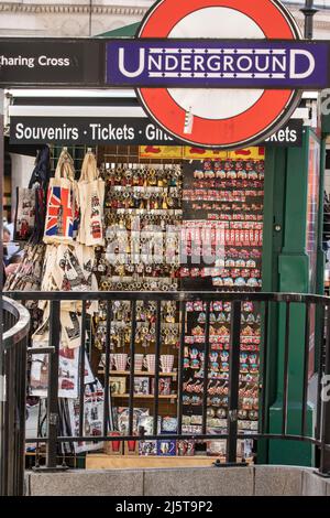 London merchandise being sold at a souvenir kiosk at Piccadilly Circus ...