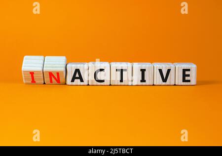 Active or inactive symbol. Turned wooden cubes and changed the concept ...