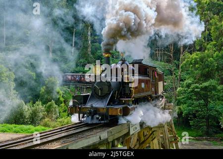 Puffing Billy, a historic steam locomotive, is known for its eight wheels, making it an iconic ...