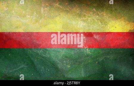 official flag of Humacao untied states of America at cloudy sky ...