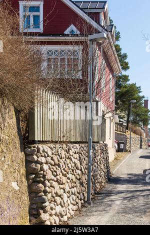 Stone wall by the Provastinkatu street in Pispala Tampere Finland Stock ...