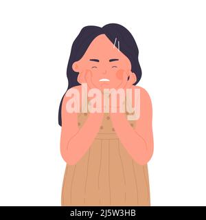 Angry girl with scowl face expression illustration Stock Vector Image ...