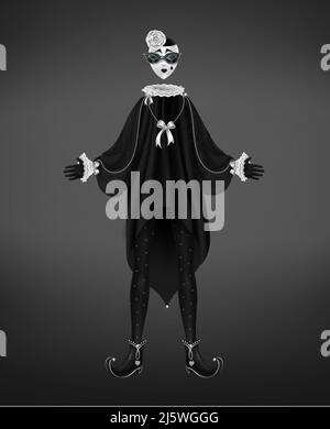Pantomime pierrot female character suit, harlequin costume, circus ...