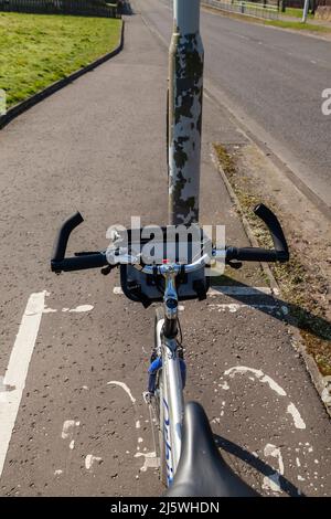 Bicycle lane with in the middle of lane marking on lane direction ...