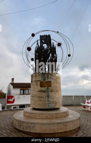 Aielli, the village of Abruzzo, Italy, November 18, 2021.Climbed on a ...