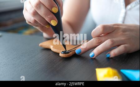 The process of making handmade gingerbread, decortive details Stock ...
