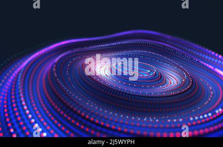 Digital wave particle. Spreading sound waves. Artificial mind concept ...