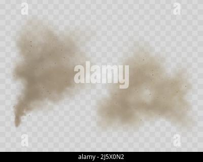 Realistic dust clouds isolated on white background. Sand storm with ...