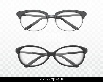 Modern male and female eyeglasses with various frames realistic set ...