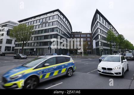 Duesseldorf, Germany. 26th Apr, 2022. The Rheinmetall logo and the sign ...
