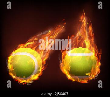 flying tennis ball in fiery flame vector Stock Vector Image & Art - Alamy
