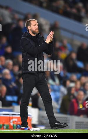 Graham Potter manager of Brighton & Hove Albion gives instructions to ...