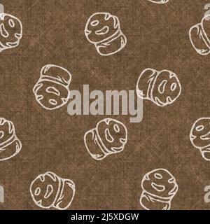 Mushroom seamless hand drawn linen style pattern. Organic fungi natural ...