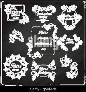 Retro design original floral vintage emblems chalkboard set isolated ...