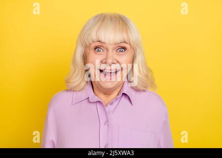Portrait of beautiful trendy cheery amazed girl using laptop showing ...