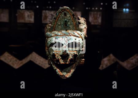 Aztec Skull Mask, made from front part human skull, plus shell and ...