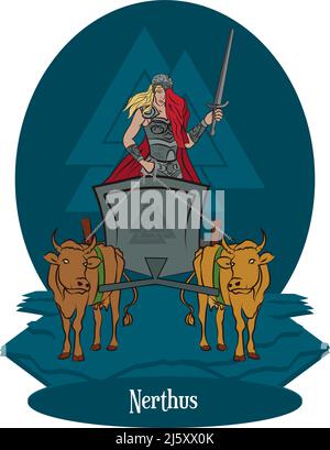 Norse god and goddess vector illustration series, hand holding a ...