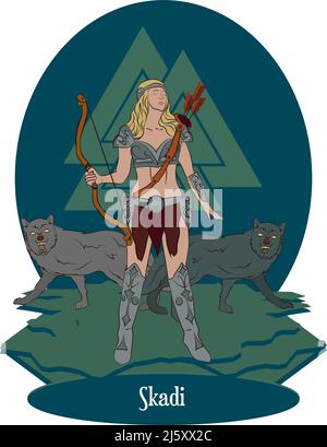 Norse god and goddess vector illustration series, hand holding a ...