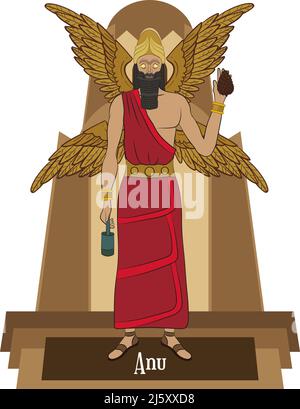 Illustration vector isolated of Mesopotamian mythical gods, Enlil Stock ...