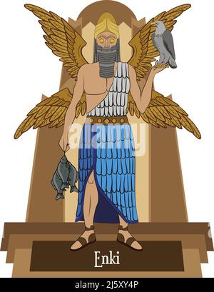Illustration vector isolated of Mesopotamian mythical gods, Enlil Stock ...