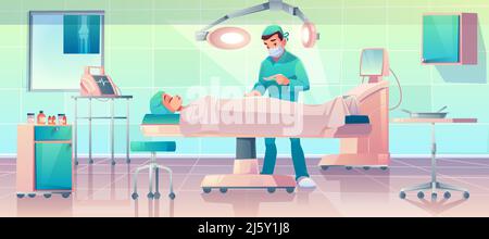 The patient is lying on the operating table. Medical vector ...