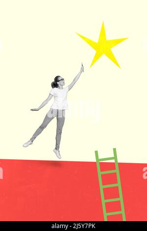 Collage surreal picture sketch of female silhouette carefree weird girl ...