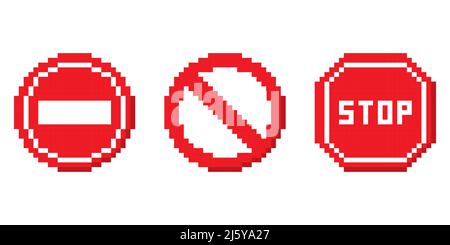 Pixel art 8-bit Road safety traffic cones set - isolated vector ...