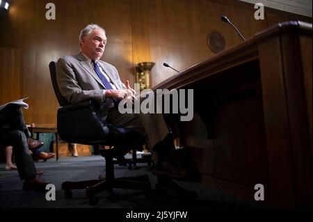 Sen. Tim Kaine (D-VA) speaks during a U.S. Senate Committee on Foreign ...