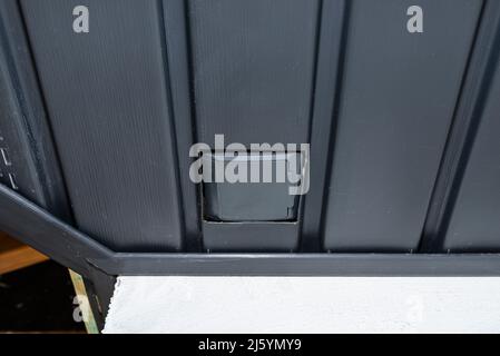 Roof trusses through which the electric cable passes to connect the ...