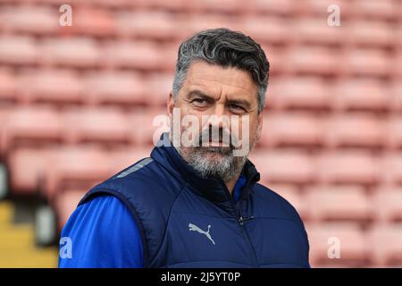 Iain Brunskill of Blackpool FC arrives at The Weston Homes Stadium ...
