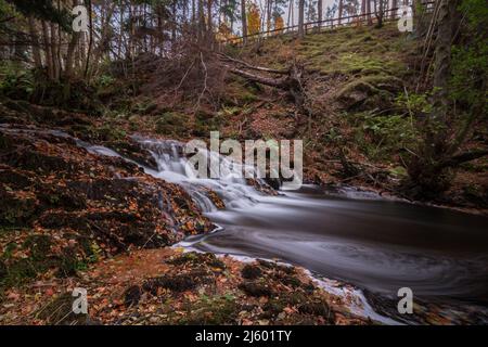 Waterfall on the Dess Burn, Dess, Aberdeenshire, Scotland, UK Stock ...