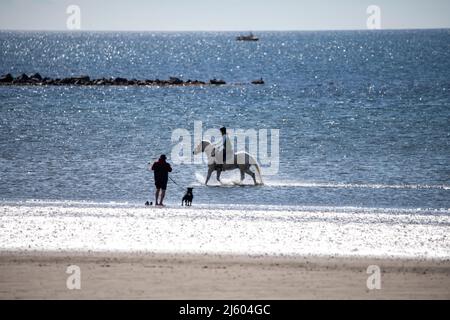Ayr, Scotland, UK. 26th Apr, 2022. PICTURED: Aerial drone view looking ...