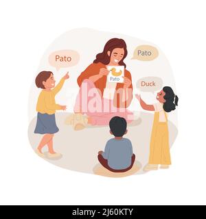 Bilingual immersion program in daycare isolated cartoon vector ...