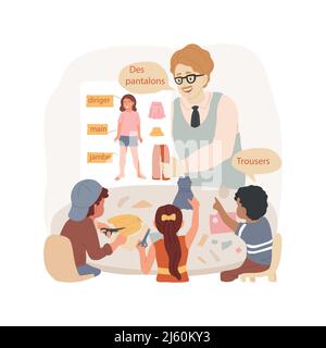 Bilingual immersion program in daycare isolated cartoon vector ...