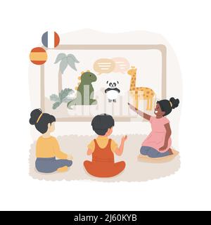 Bilingual immersion program in daycare isolated cartoon vector ...
