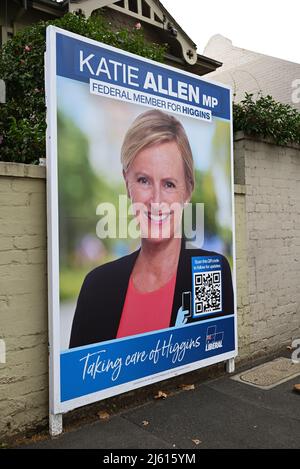 Liberal candidate for Higgins Katie Allen is seen during a tour of ...