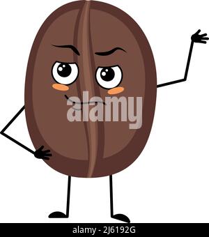 Mascot icon illustration of a Coffee bean superhero wearing a cape with ...