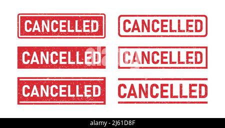 Set of Cancelled stamp symbol, label sticker sign button, text banner ...