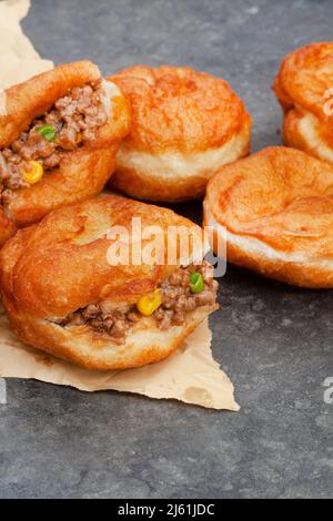 Traditional South African Vetkoek and mince Stock Photo - Alamy