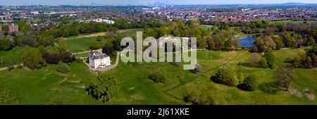 Aerial view of Beckenham Place Park and its Georgian Mansion Lewisham ...