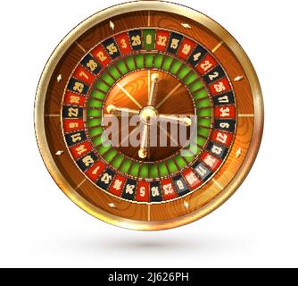Realistic casino gambling roulette wheel on green background. Vector ...