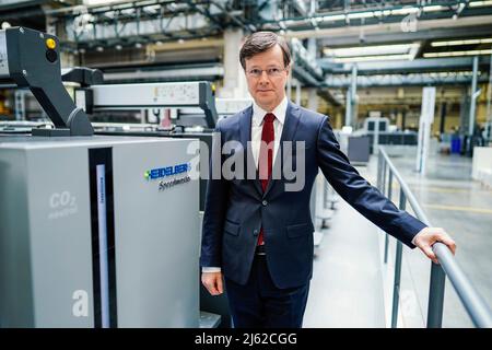 Wiesloch, Germany. 27th Apr, 2022. Ludwin Monz, CEO of Heidelberger ...