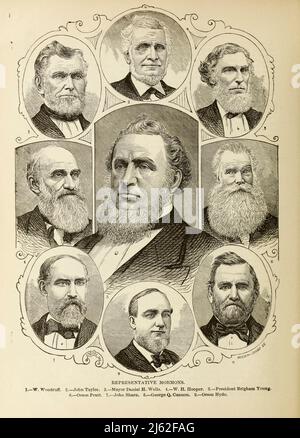 Engraved portraits of the Union Pacific railroad representative men ...