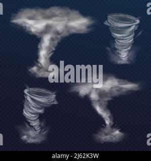 Realistic hurricane. Destruction tornado, dust wind twister whirlpool ...