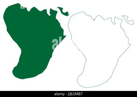Manda island (Republic of Kenya, Indian Ocean) map vector illustration ...