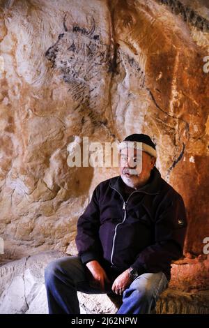 Henri Cosquer during the visit of the Cosquer cave construction.The ...