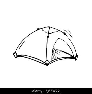 Camping tent. Hand drawing sketch vector illustration Stock Vector ...