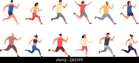 Cartoon of woman running a race wearing her badge number Stock Vector ...