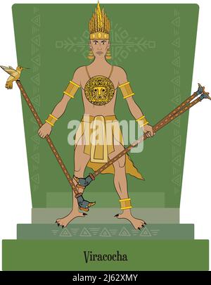 Illustration vector isolated of Inca, Mythical Gods, Manco Capac y Mama ...
