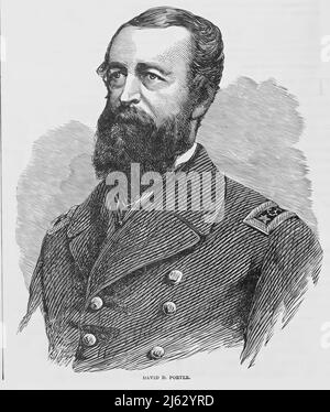 Vintage engraving of David Dixon Porter United States Navy admiral ...
